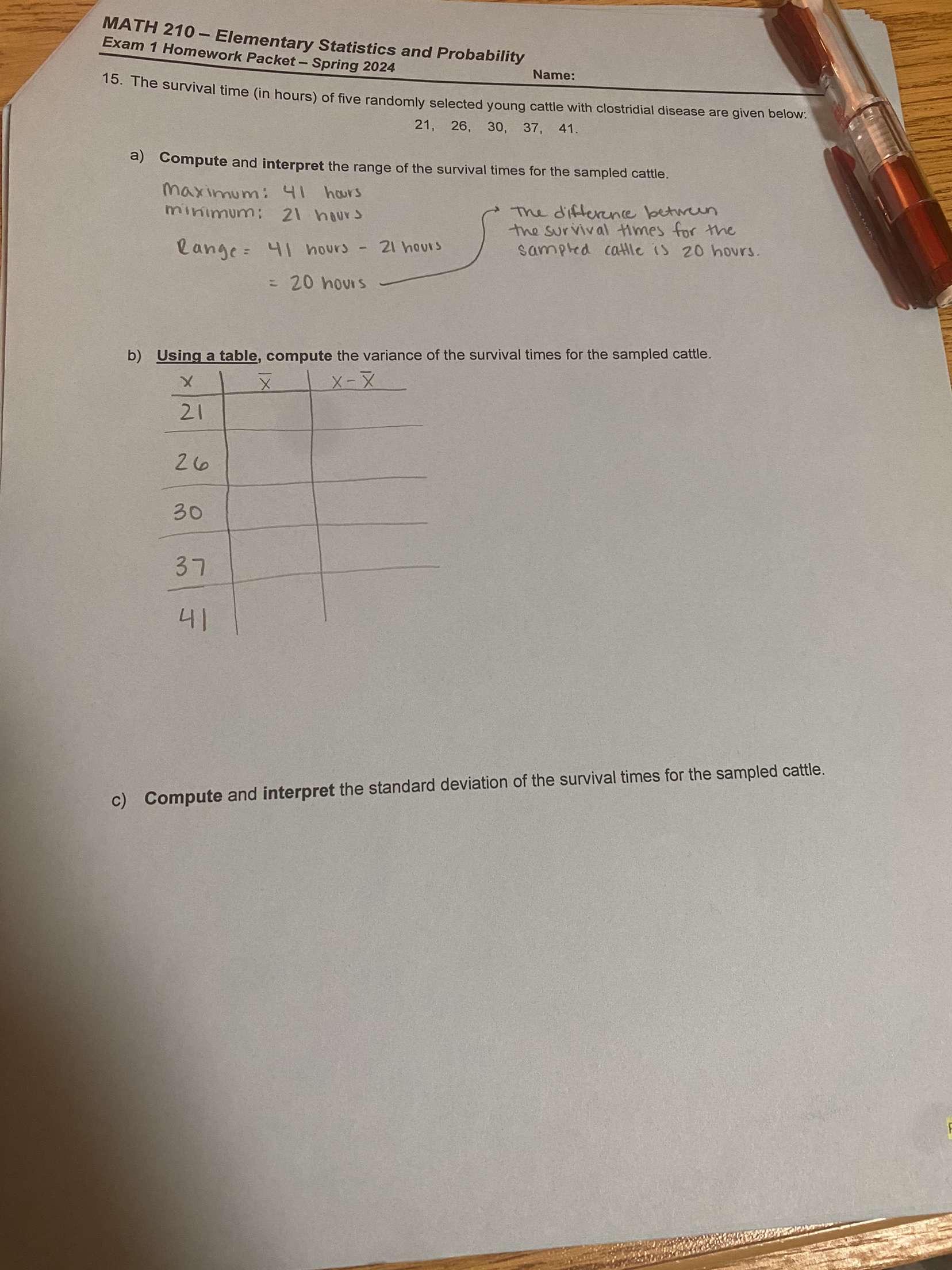 Solved MATH 210 - ﻿Elementary Statistics and ProbabilityExam | Chegg.com