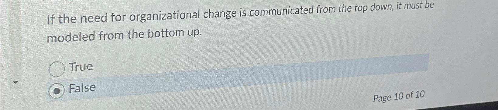 Solved If the need for organizational change is communicated | Chegg.com