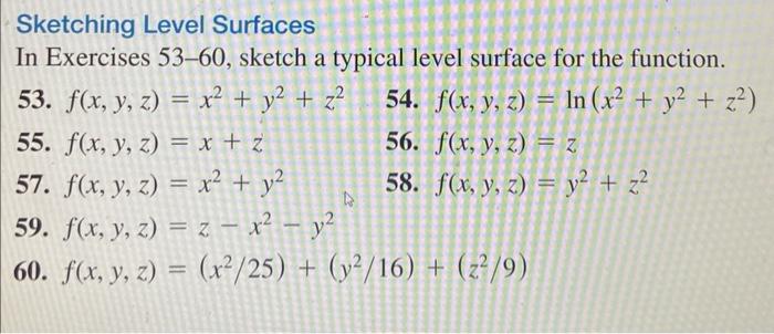 Solved Sketching Level Surfaces In Exercises 53-60, sketch a | Chegg.com