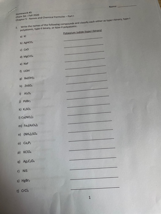 Solved write the names of the following compounds and | Chegg.com