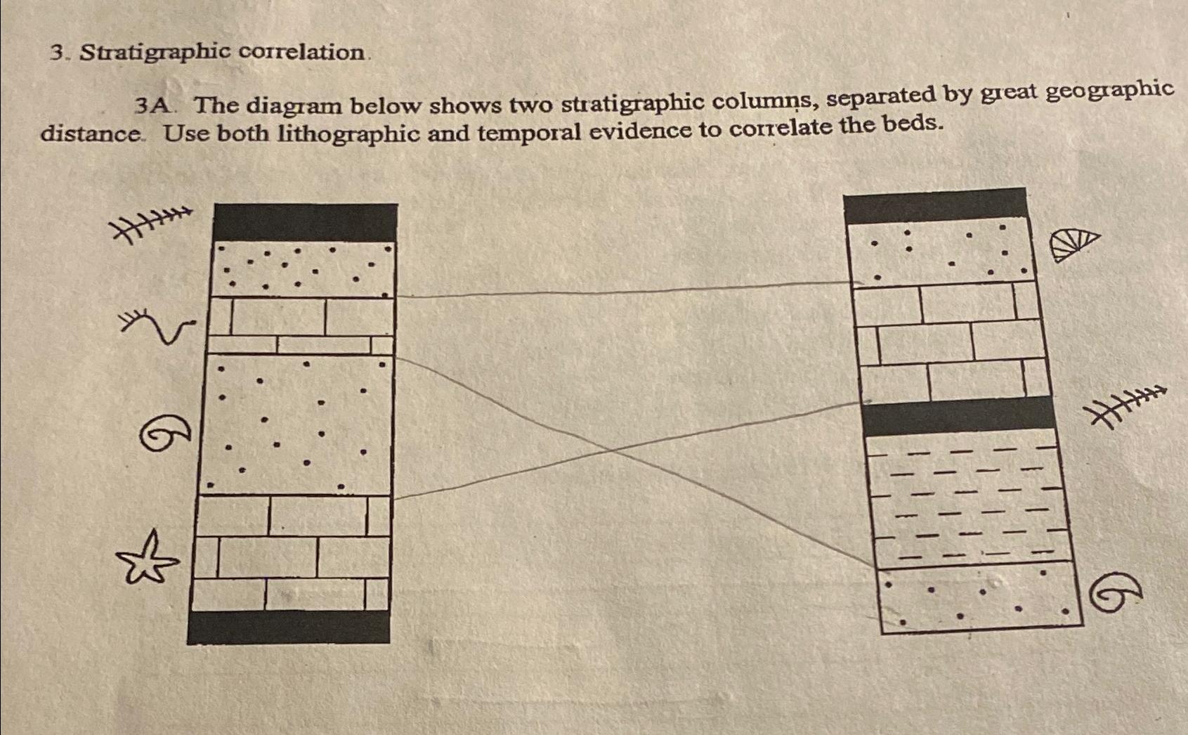 Solved Stratigraphic Correlation 3a ﻿the Diagram Below