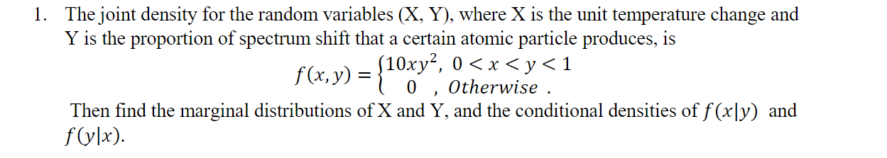 The joint density for the random variables (x,Y), | Chegg.com