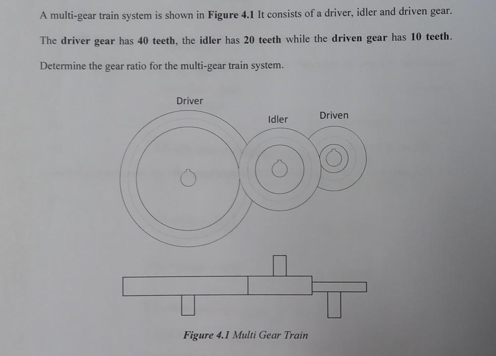 Solved A multi-gear train system is shown in Figure 4.1 It | Chegg.com
