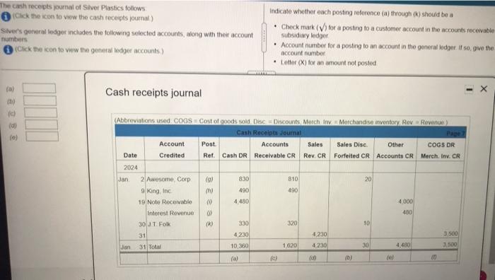 Indicate whether each posting reference (a) through | Chegg.com