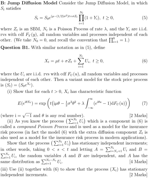 i=1 B: Jump Diffusion Model Consider the Jump | Chegg.com