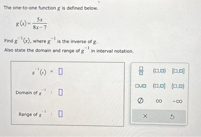Solved The one-to-one function g is defined below. | Chegg.com