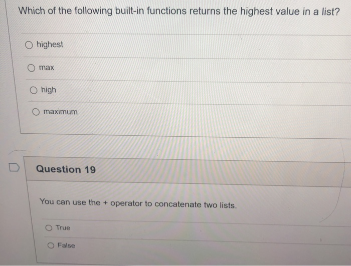 Solved Which of the following built-in functions returns the | Chegg.com