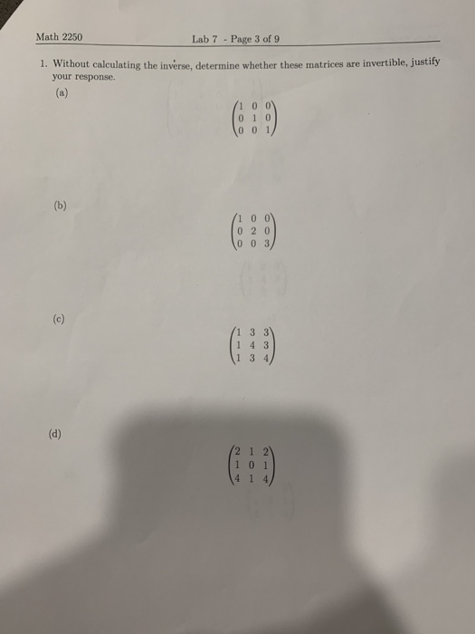 Solved Math 2250 Lab 7 Page 3 Of 9 1 Without Calculating