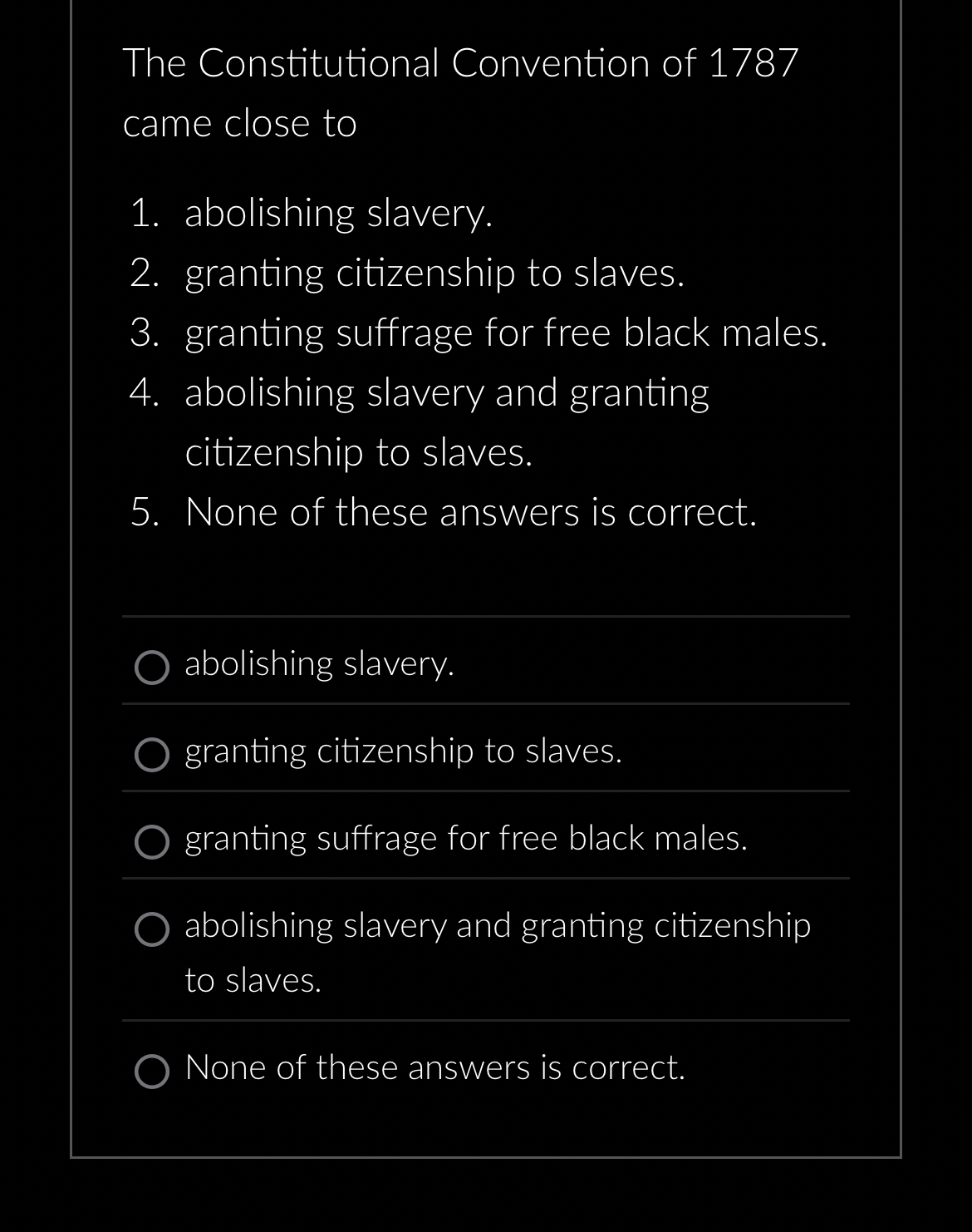 Solved The Constitutional Convention of 1787 ﻿came close | Chegg.com