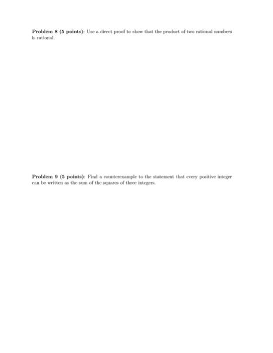 Solved Problem 8 (5 points): Use a direct proof to slow that | Chegg.com Solved Problem 8 (5 points): Use a direct proof to slow that | Chegg.com