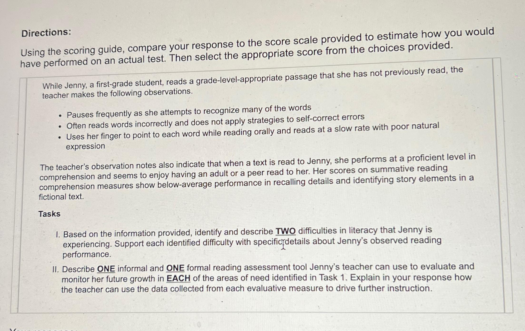 Solved Directions:Using the scoring guide, compare your | Chegg.com