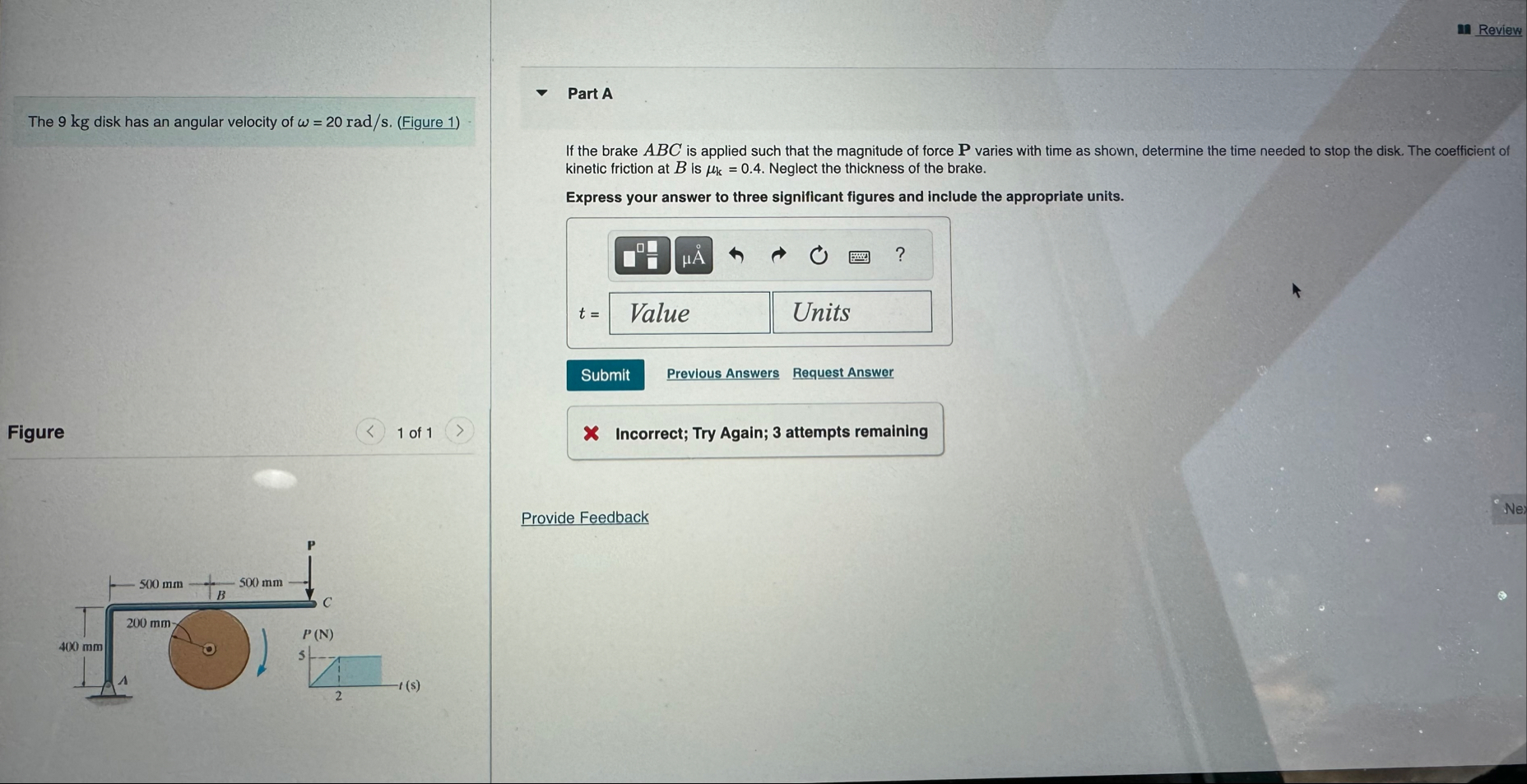 Solved ReviewThe 9 ﻿kg disk has an angular velocity of | Chegg.com
