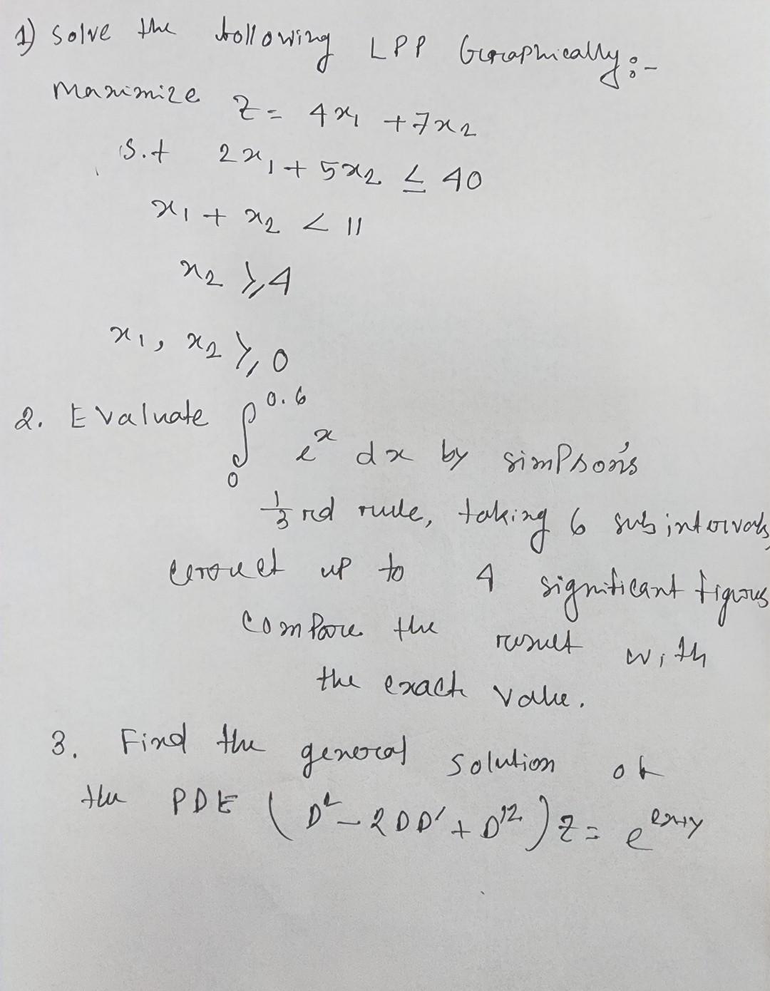 Solved 1) Solve the bollowing LPP Graphically:maximize | Chegg.com