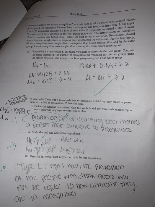 Solved Math 1342 ribe in words what a type II error is for | Chegg.com