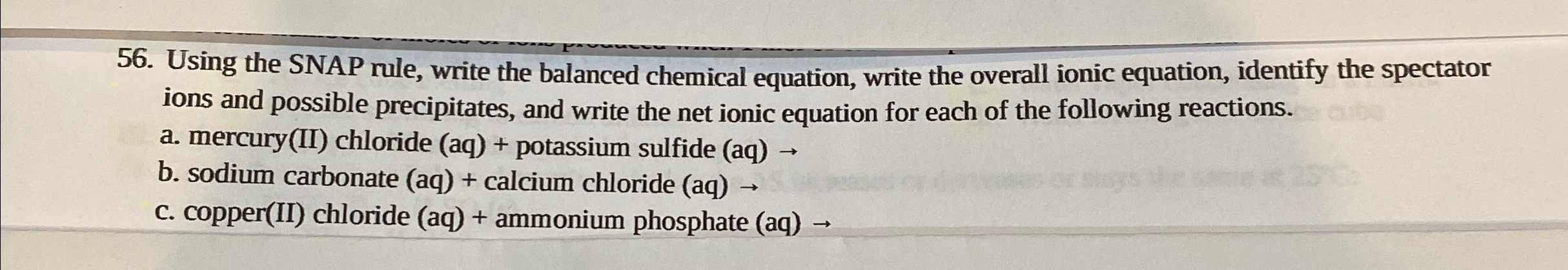 Solved Using the SNAP rule, write the balanced chemical | Chegg.com