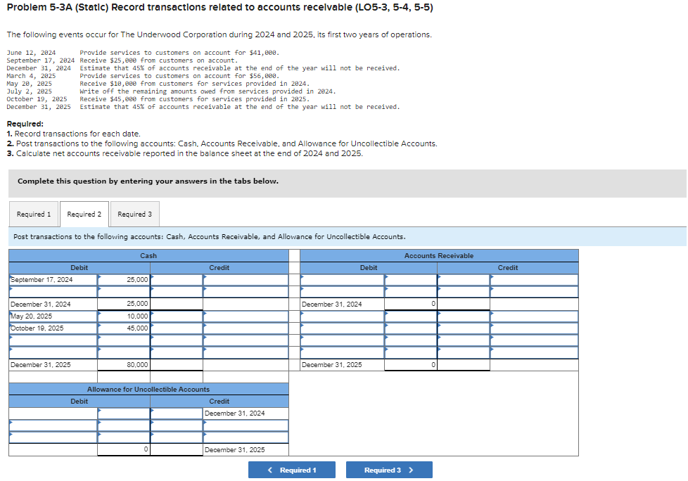 Solved Problem 5-3A (Static) ﻿Record transactions related to | Chegg.com