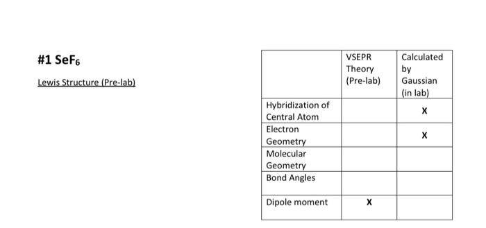 Solved #1 SeF6 VSEPR Theory (Pre-lab) Calculated by Gaussian | Chegg.com
