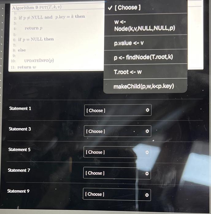 Solved Question 4 Complete the pseudocode for the put | Chegg.com