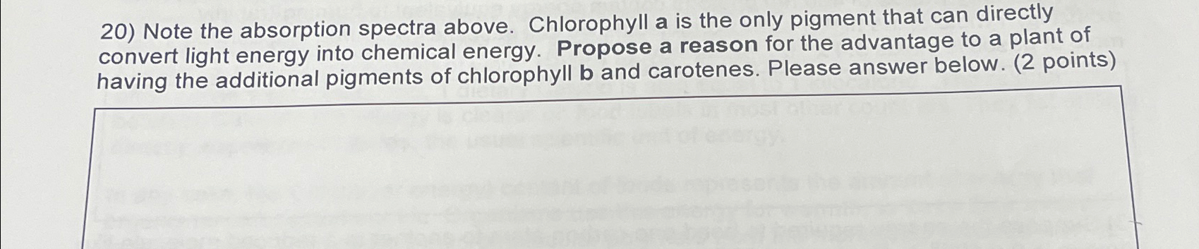 Solved Note the absorption spectra above. Chlorophyll a is | Chegg.com