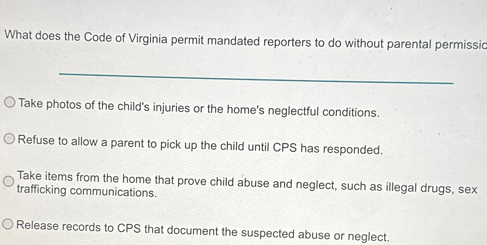 Solved What does the Code of Virginia permit mandated | Chegg.com