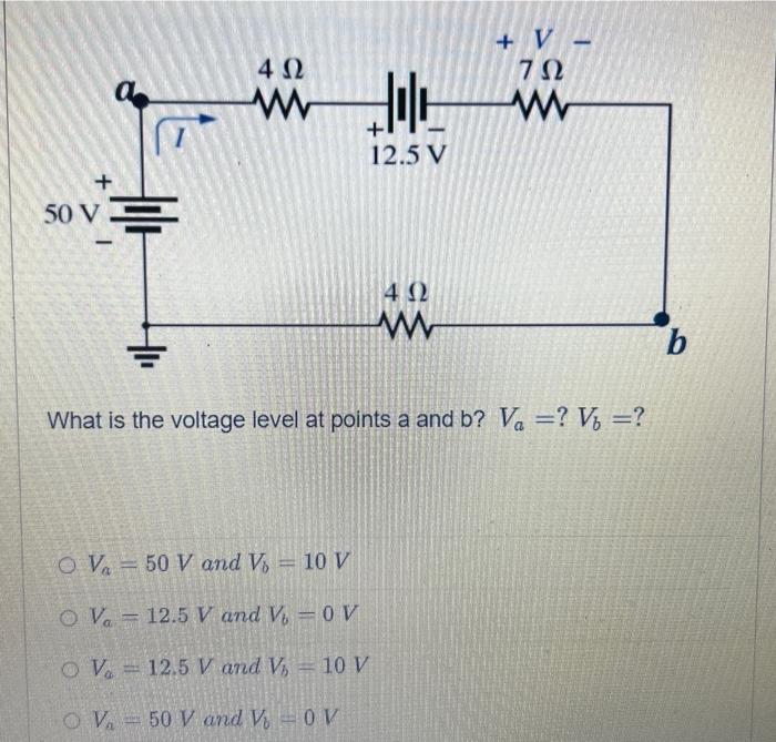 Solved What is the voltage level at points a and b?Va=?Vb=? | Chegg.com