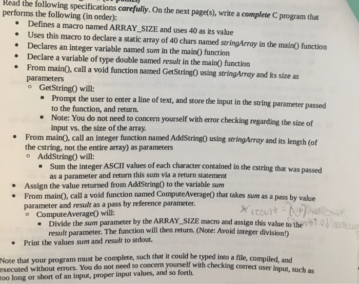 Solved POL) Read the following specifications carefully. On | Chegg.com