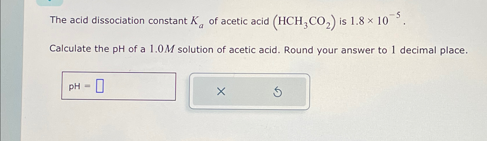 Solved The acid dissociation constant Ka ﻿of acetic acid | Chegg.com
