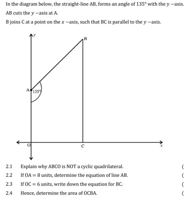Solved In the diagram below, the straight-line AB, forms an | Chegg.com