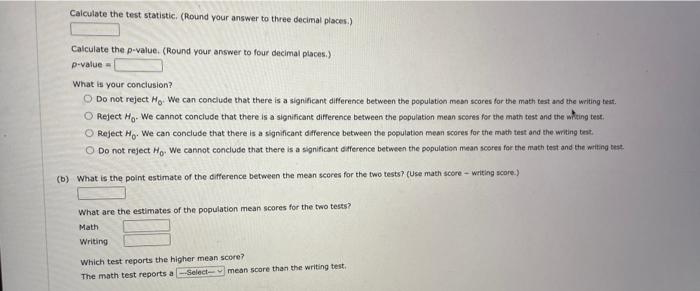 Solved A standardized exam consists of three parts: math, | Chegg.com