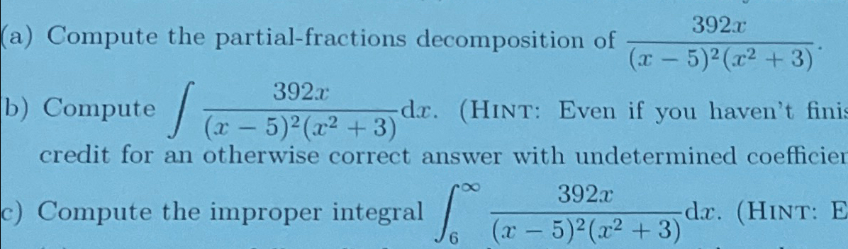 Solved CALC 2 ﻿ Please complete A-C(a) ﻿Compute the | Chegg.com