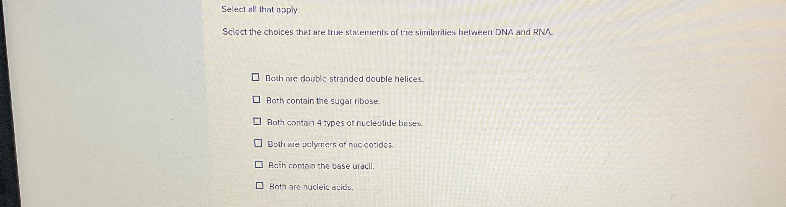 Solved Select all that applySelect the choices that are true | Chegg.com