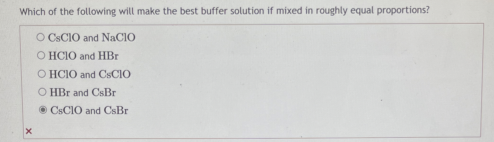 Solved Which of the following will make the best buffer | Chegg.com