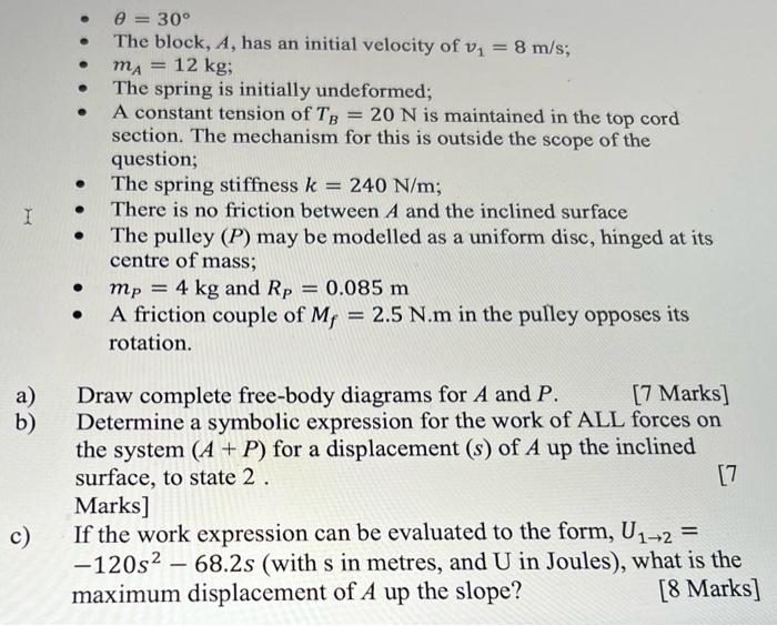 Solved Q12. A mass-spring-pulley system is shown below in | Chegg.com