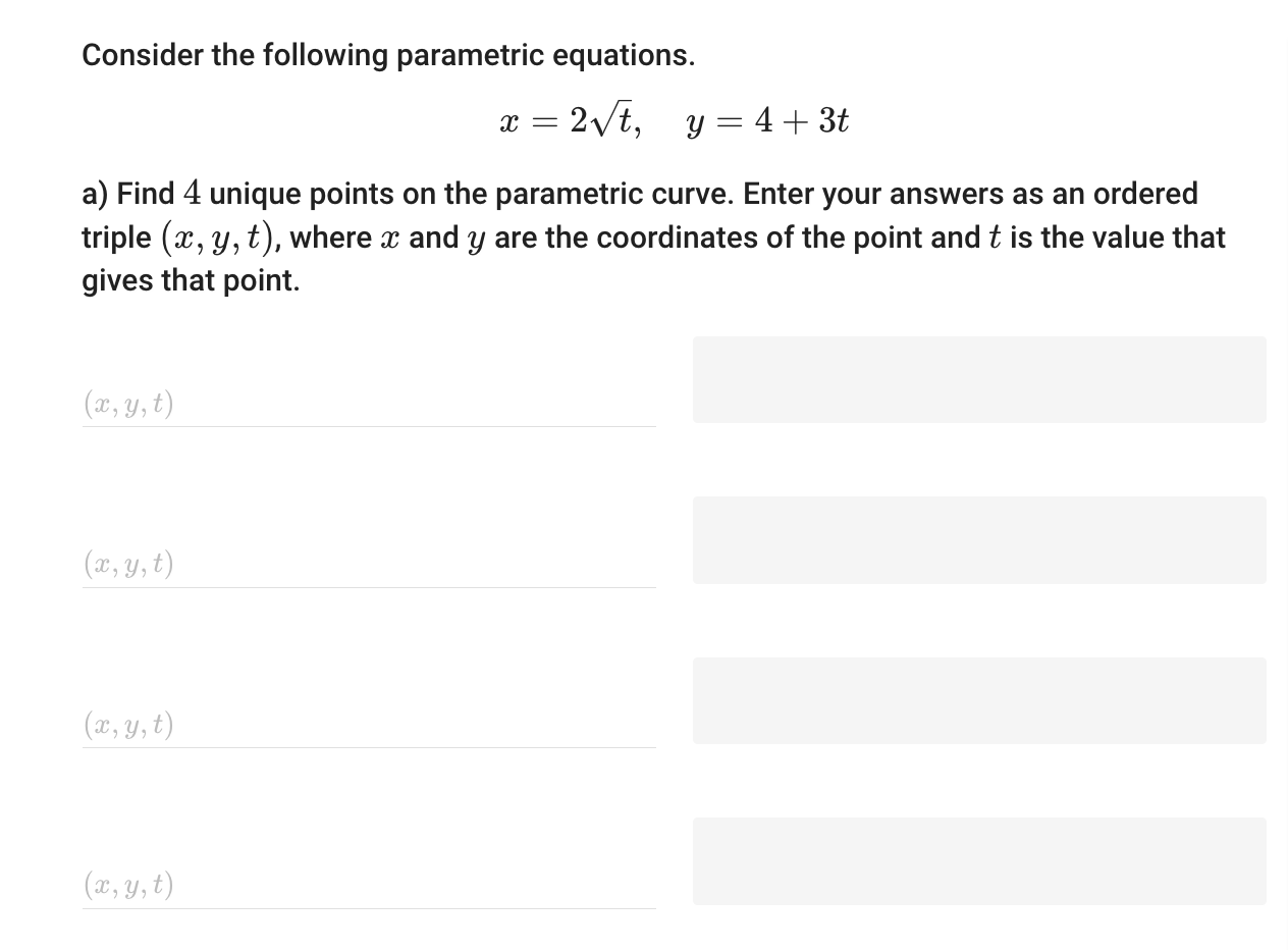 Solved Consider the following parametric | Chegg.com