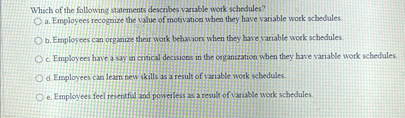 Solved Which of the following statements describes variable | Chegg.com