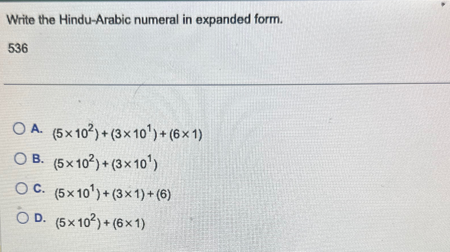 Solved Write the Hindu-Arabic numeral in expanded | Chegg.com