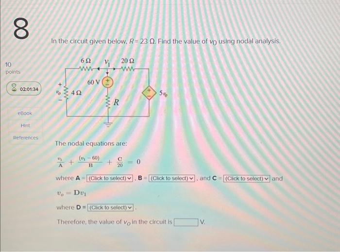 Solved In the circuit given below, R=23Ω. Find the value of | Chegg.com