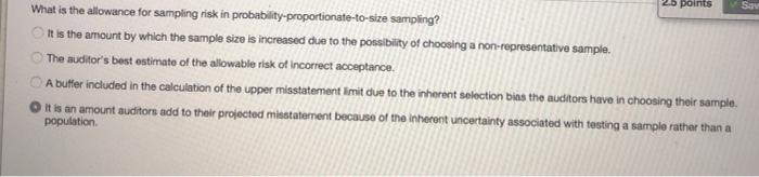 Solved 2.0 points Sav What is the allowance for sampling | Chegg.com