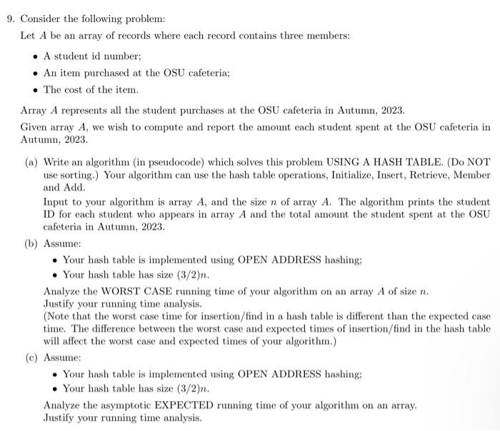 Solved 9. Consider the following problem: Let A be an array | Chegg.com Solved 9. Consider the following problem: Let A be an array | Chegg.com