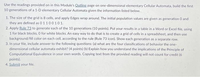 Solved 10 generations of a 1-D elementary Cellular Automata | Chegg.com