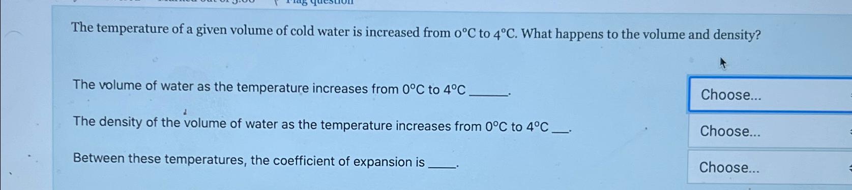 Solved The temperature of a given volume of cold water is | Chegg.com