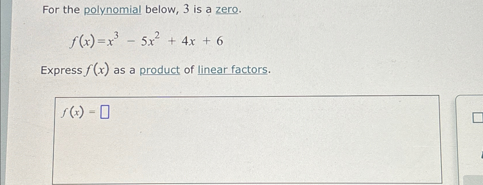 Solved For the polynomial below, 3 ﻿is a | Chegg.com