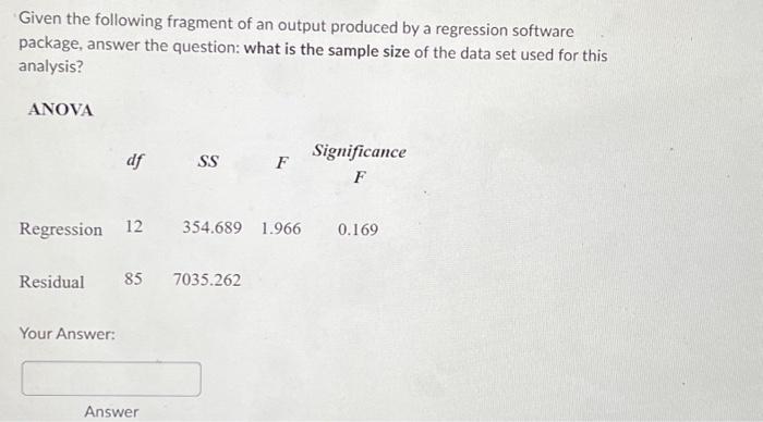 Solved Given the following fragment of an output produced by | Chegg.com