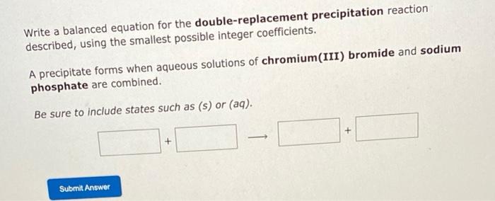 Solved Write a balanced equation for the double-replacement | Chegg.com