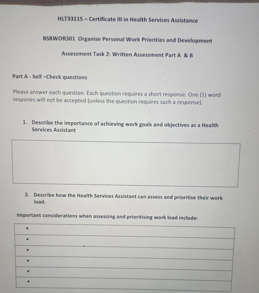 Solved Part A - Self-Check questions Please answer each | Chegg.com