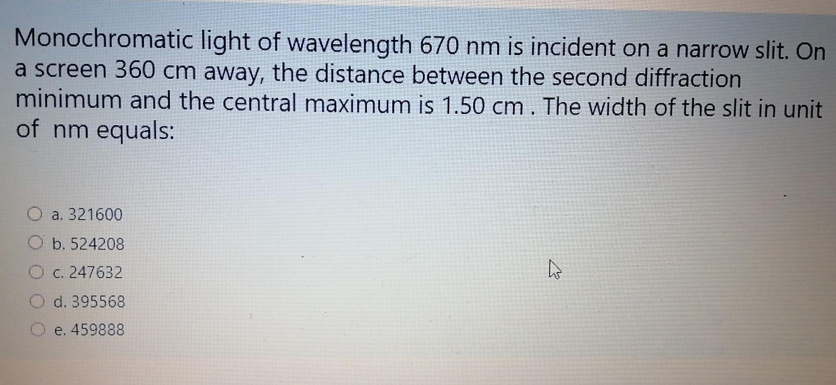 Solved Monochromatic light of wavelength 670 nm is incident | Chegg.com