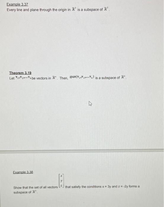 Solved Example 3.37 Every line and plane through the origin | Chegg.com