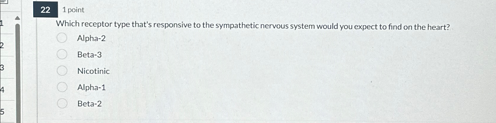 Solved 22 1 ﻿pointWhich receptor type that's responsive to | Chegg.com