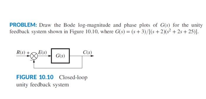 Solved PROBLEM: Draw the Bode log-magnitude and phase plots | Chegg.com
