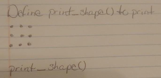Solved Define print_shapa () ﻿to print-.0 .@.print_shape() | Chegg.com